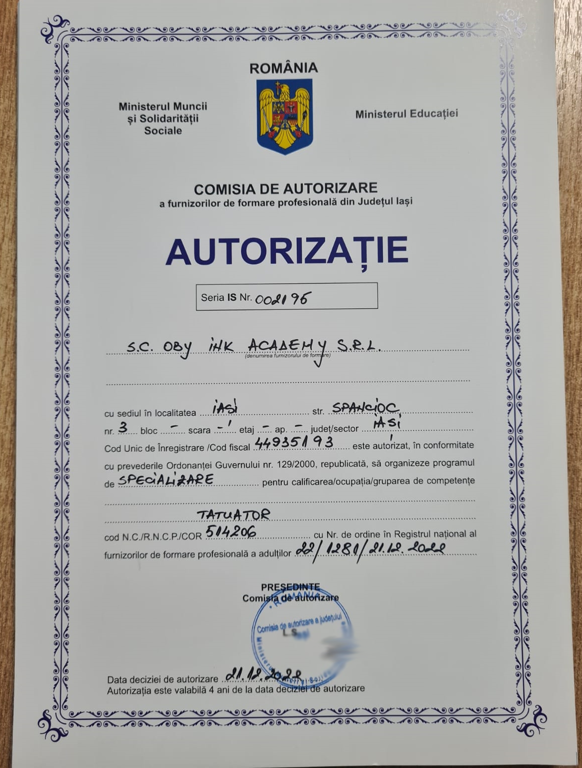 Curs Tatuaje Autorizat - Oby INK Academy